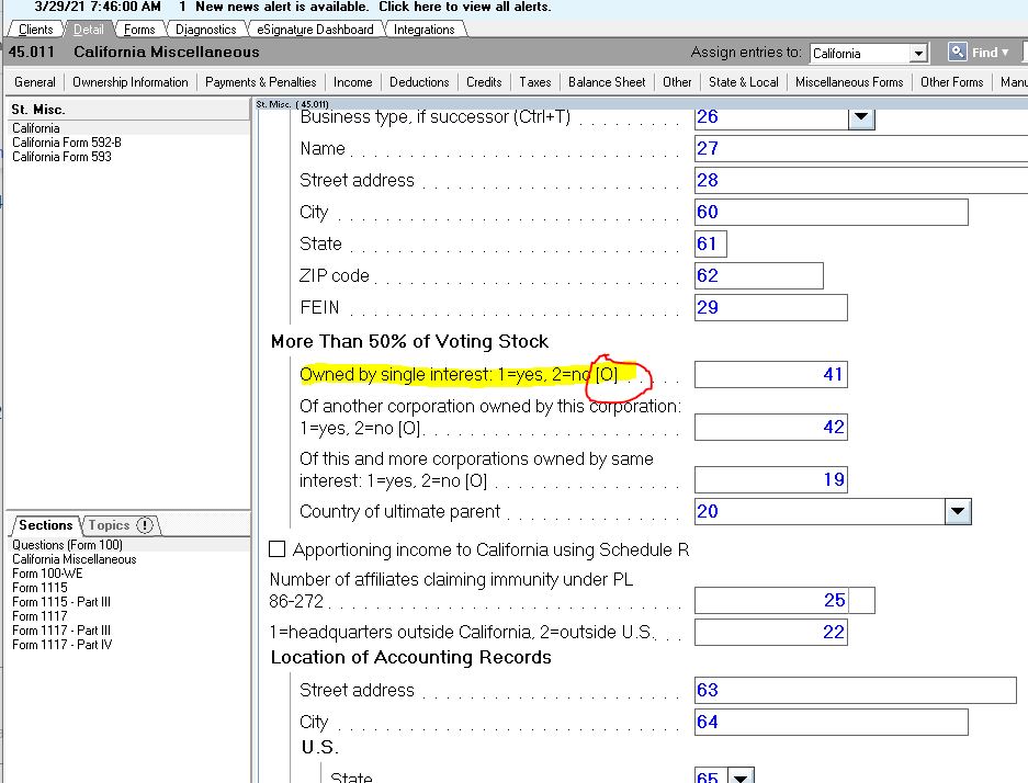 What is this "Schedule Q Line K" diagnostic...."If checked "Yes" for ...
