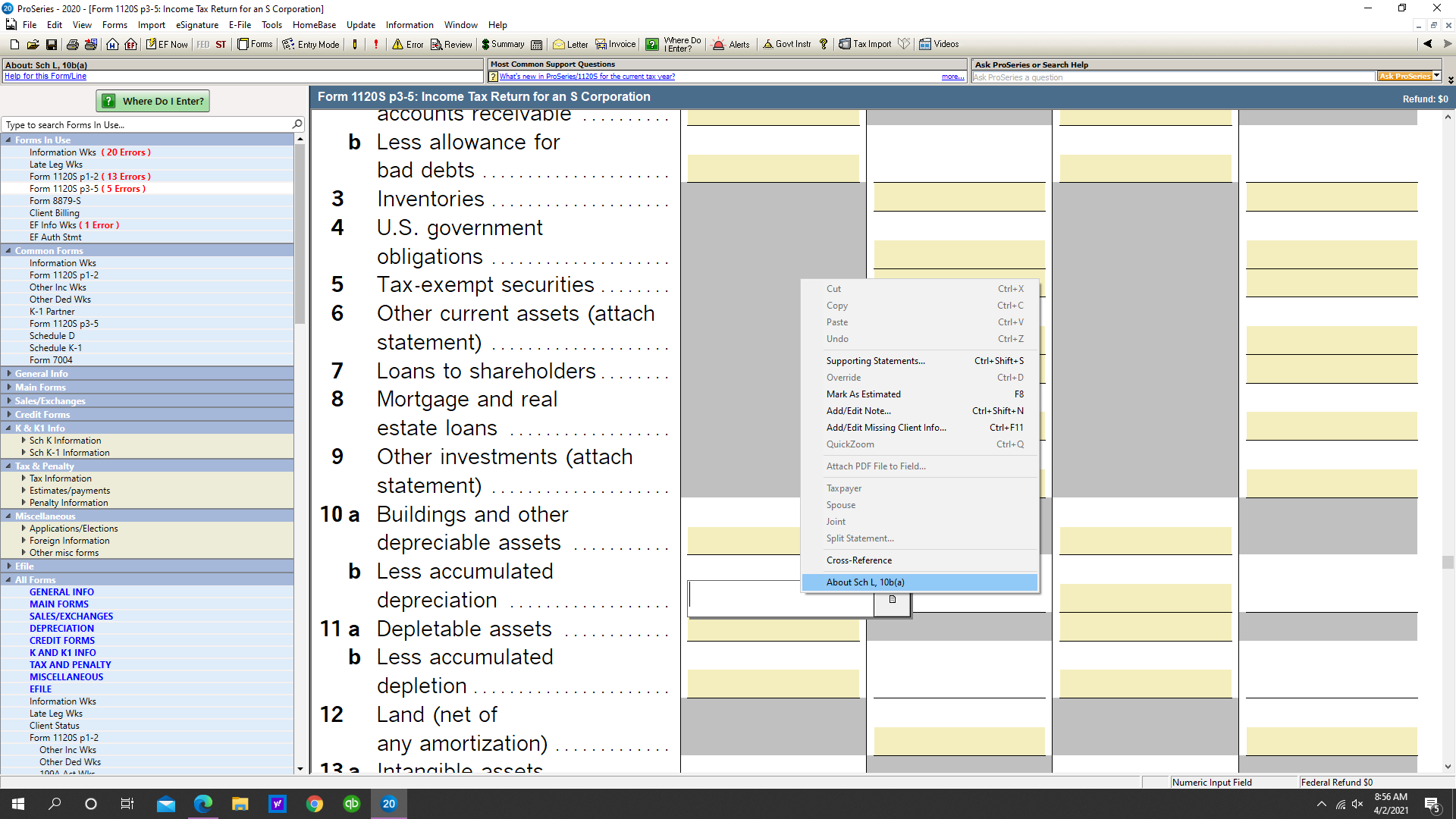Schedule L Balance Sheet - Intuit Accountants Community