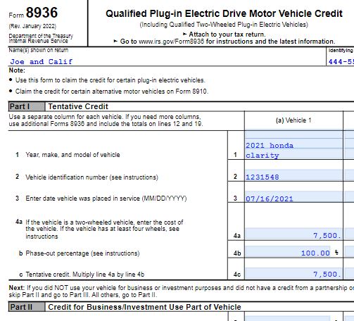 Answered: Form 8834 Qualified Electric Vehicle Credit- I get a ...