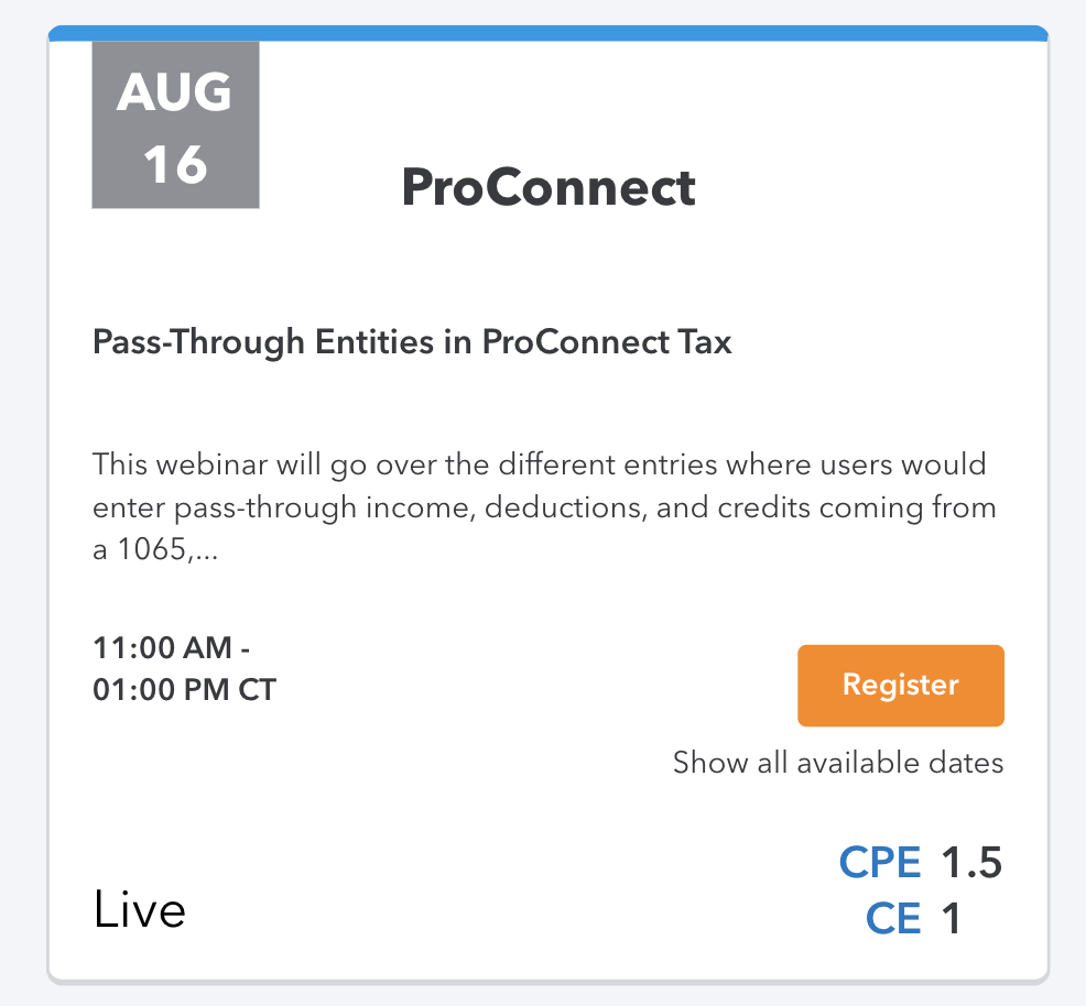 Webinar: Pass-Through Entities in ProConnect Tax - Intuit Accountants ...