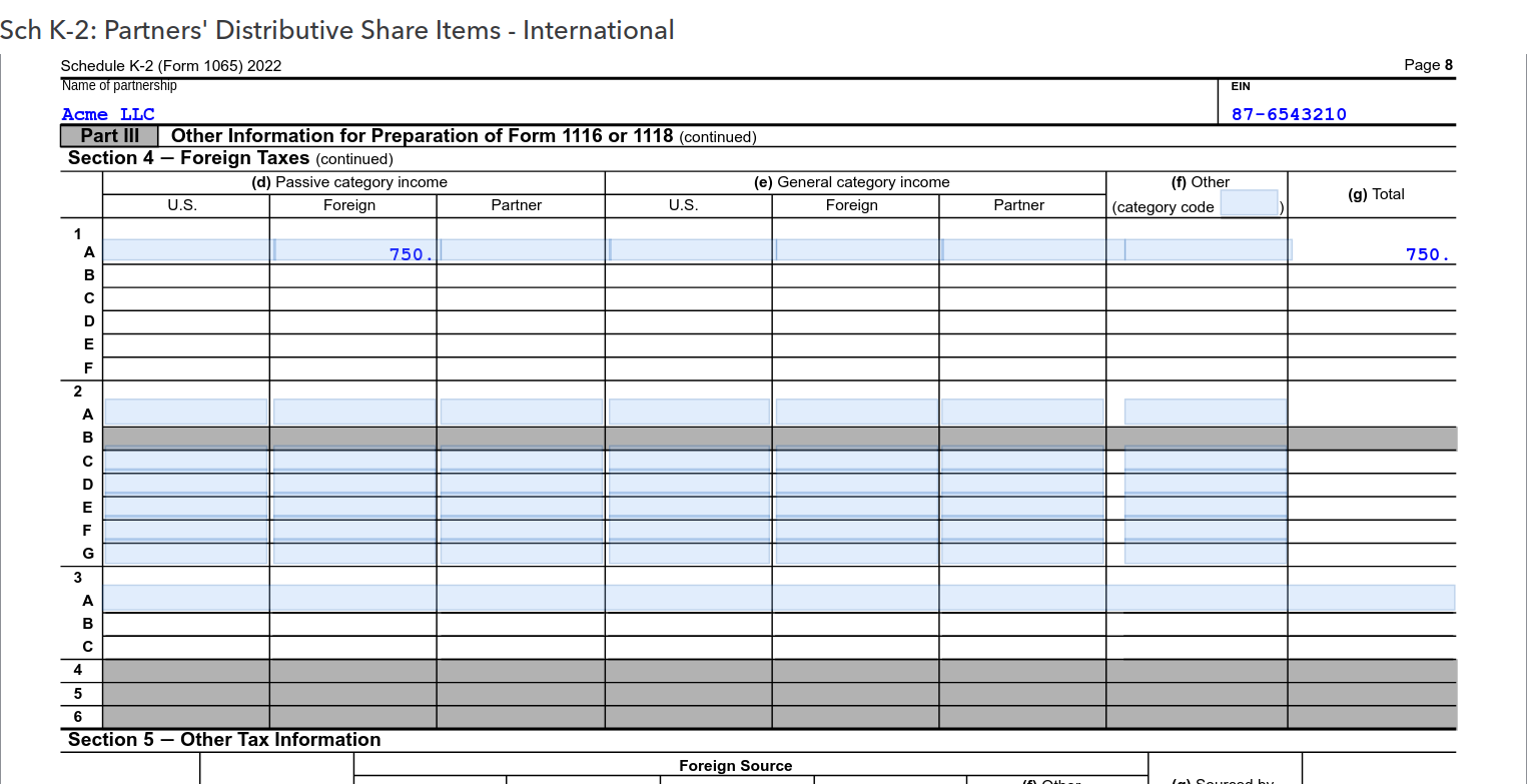How to enter foreign tax and income on K-2 when don't know countries ...