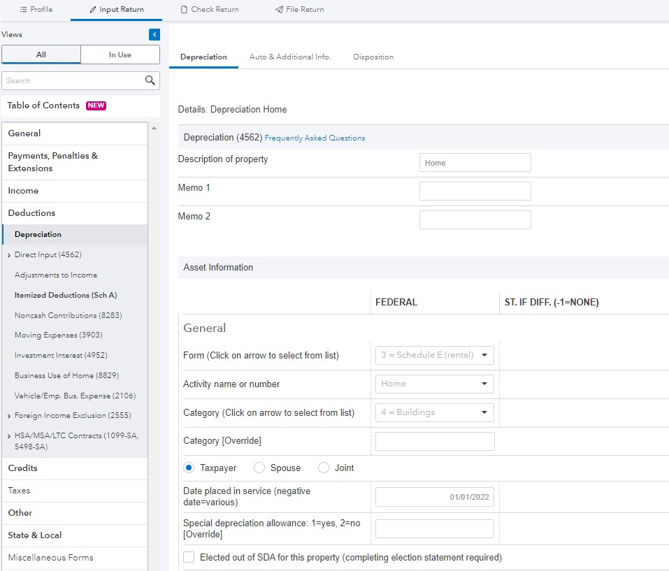 How to get depreciation to flow through to SCH E? - Intuit Accountants ...