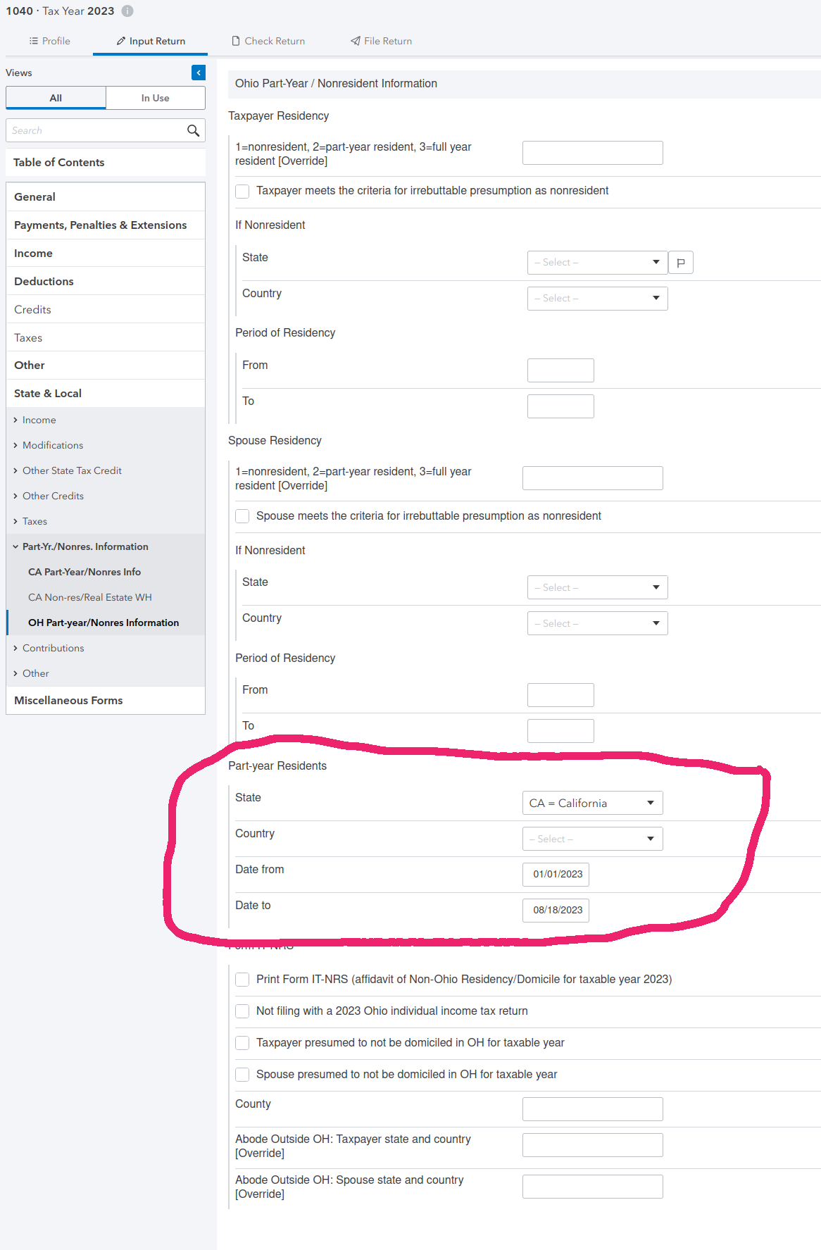 State Part Year Residency Dates - Make Entry Uniform - Intuit ...