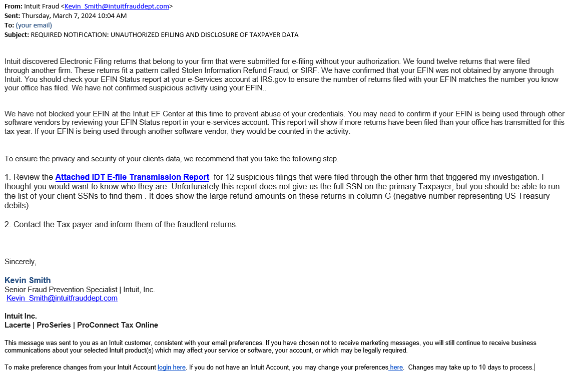 Answered: Phishing Email: REQUIRED NOTIFICATION: UNAUTHORIZED EFILING ...