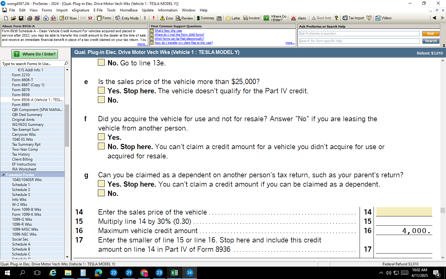Answered: EV credit form 8936 - Intuit Accountants Community