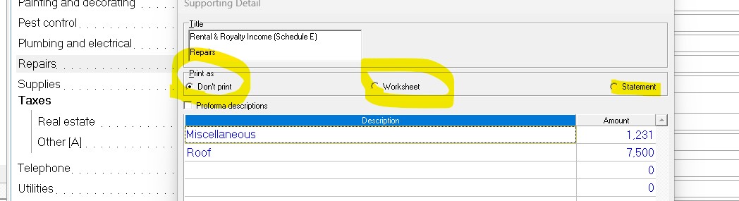 How do you get a Supplemental Business Expenses Statement to print ...