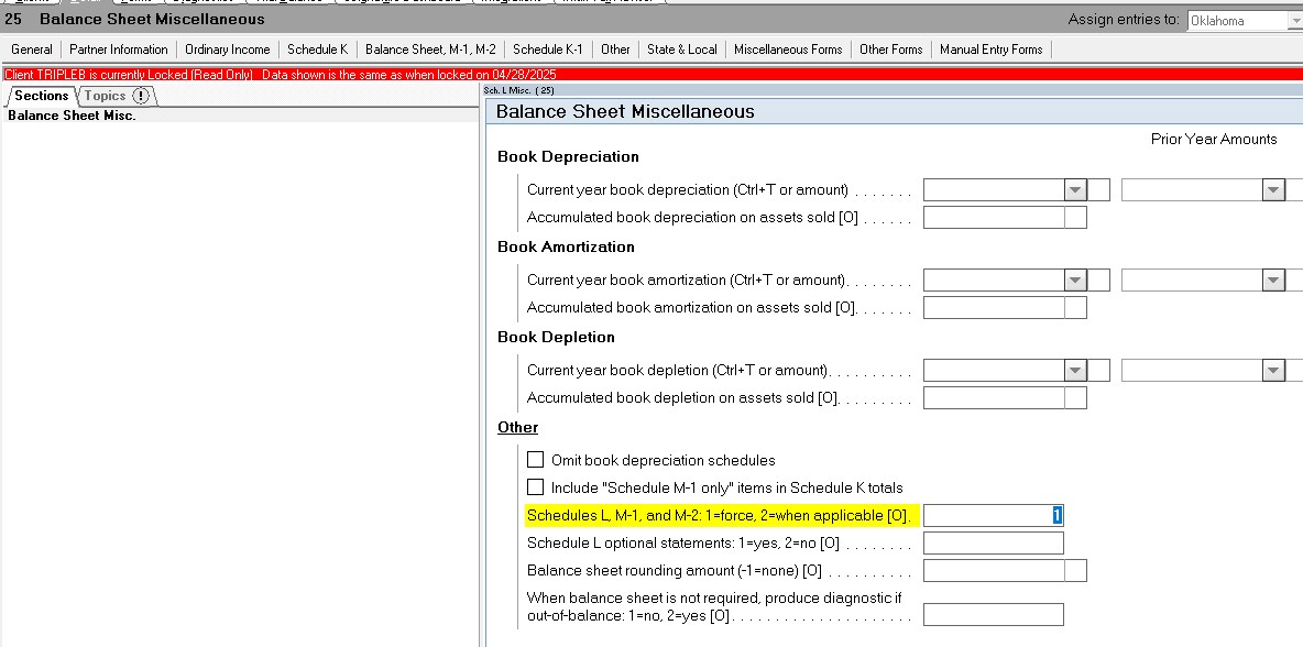 Answered: Sch L, M1 and M2 not populating - Intuit Accountants Community