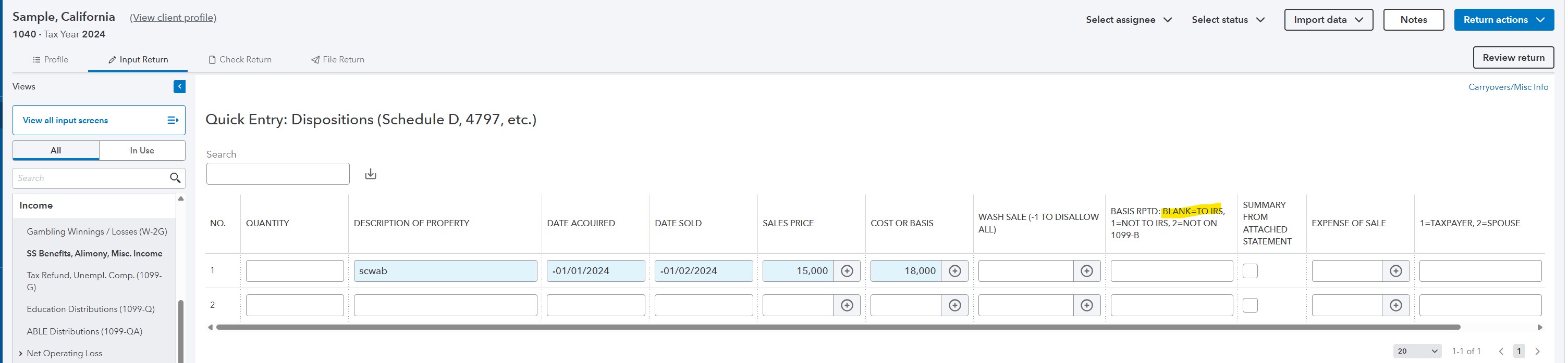 Populating Schedule D - Intuit Accountants Community