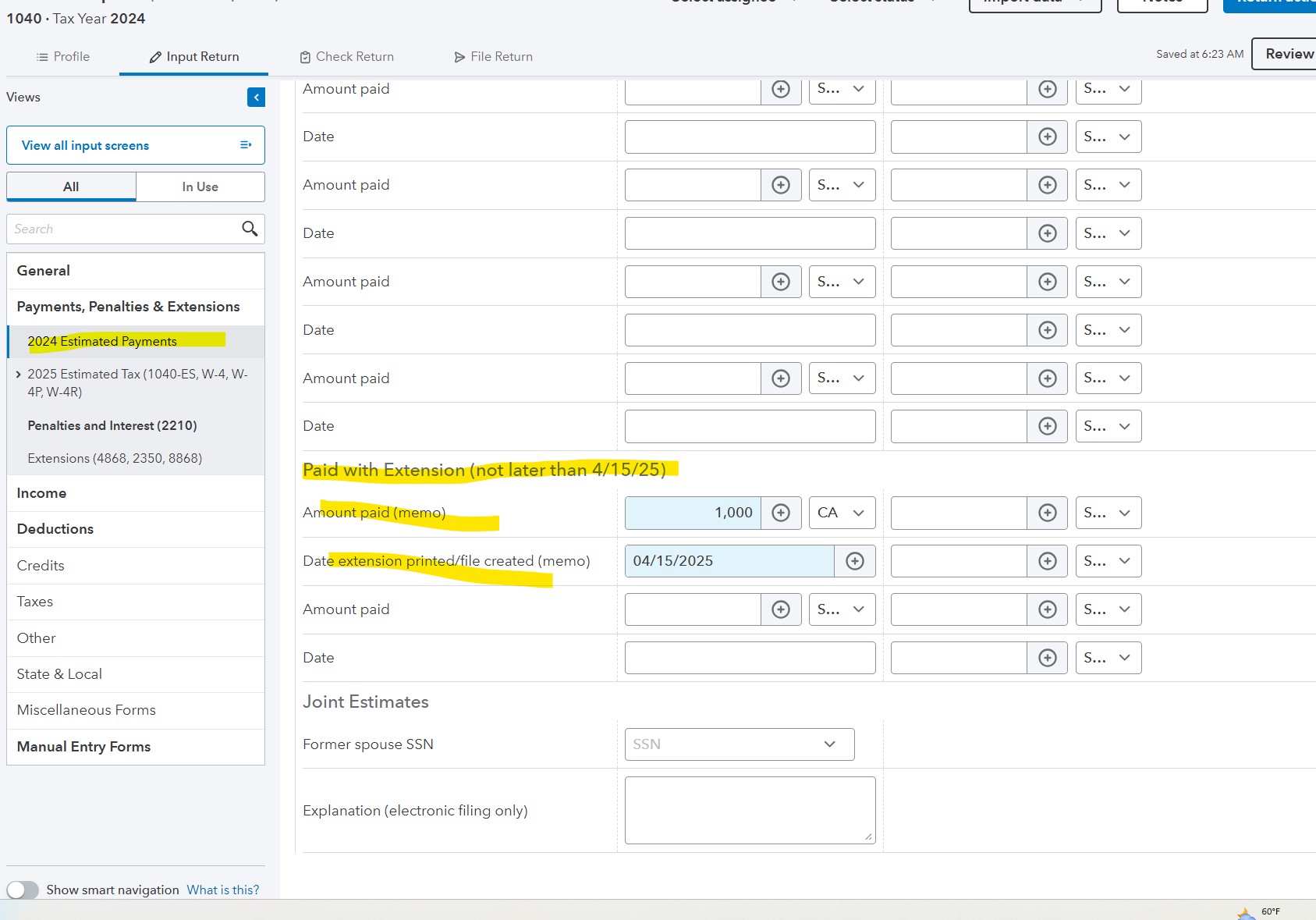 Answered: Re: CA extension payment input but not on return - Intuit ...