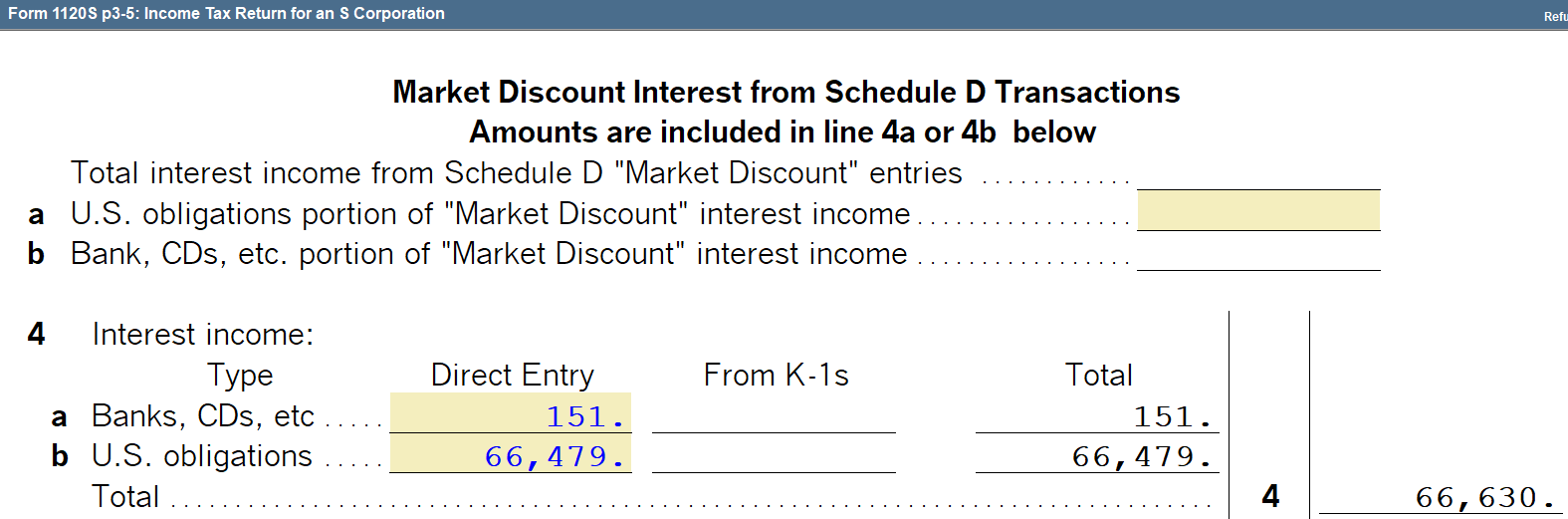 K-1 Footnote for Line 4 Interest Income - Separating Out Regular ...