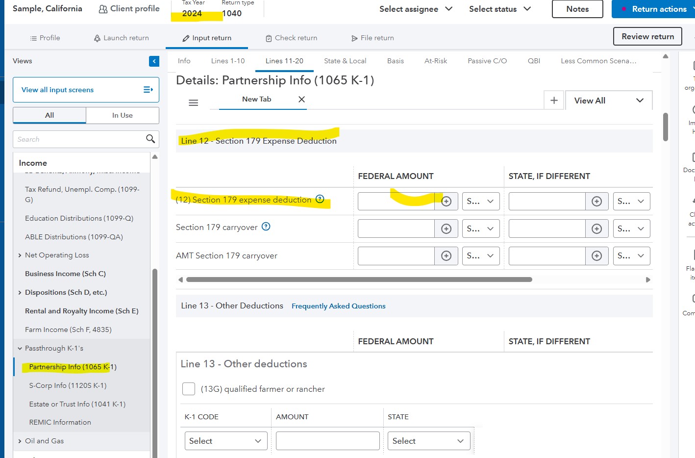 No Line 12 on 1065 K-1 Input Screen - Intuit Accountants Community